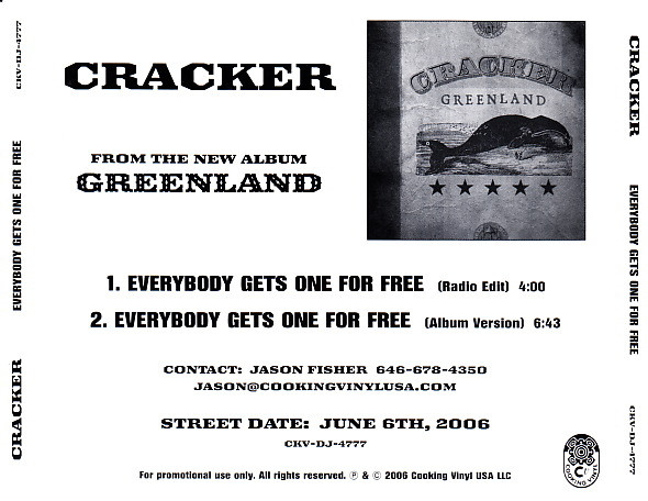 Cracker – Everybody Gets One For Free (CD-Used) – Vals halla Records